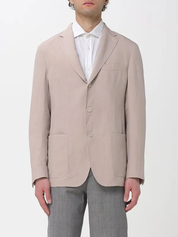 Eleventy Single Breasted Linen Blend Blazer - Dust