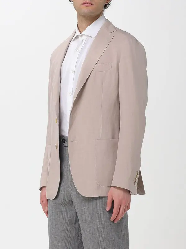 Eleventy Single Breasted Linen Blend Blazer - Dust