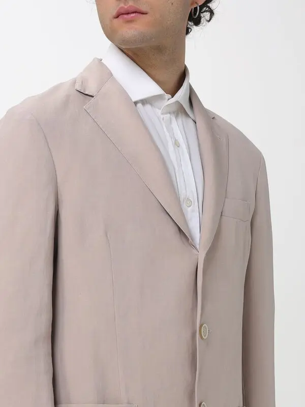Eleventy Single Breasted Linen Blend Blazer - Dust