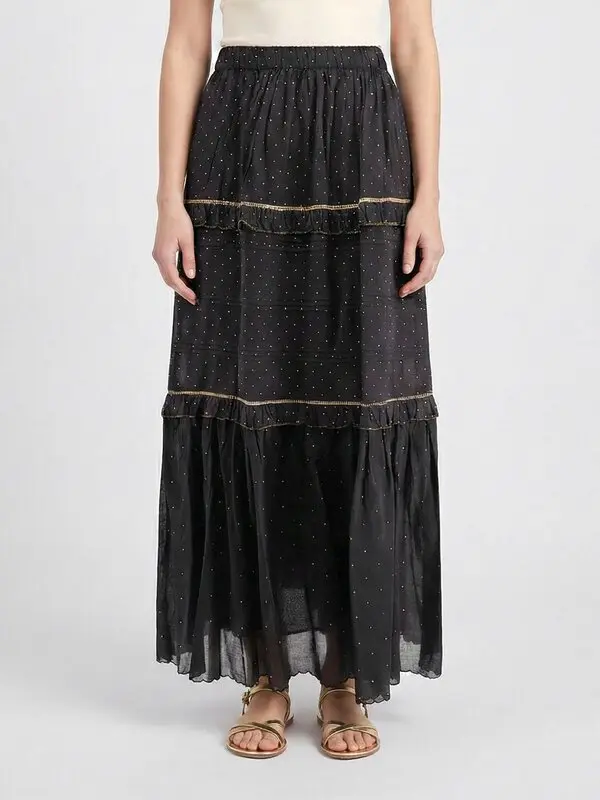 Isabel Marant Étoile Cotton Polka Dot Skirt - Black