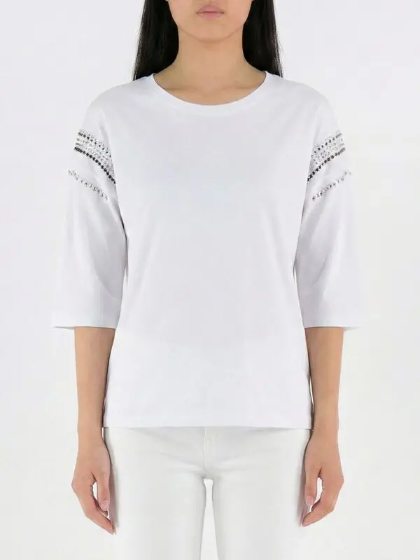 Liu Jo Embellished Sleeve T-shirt - White