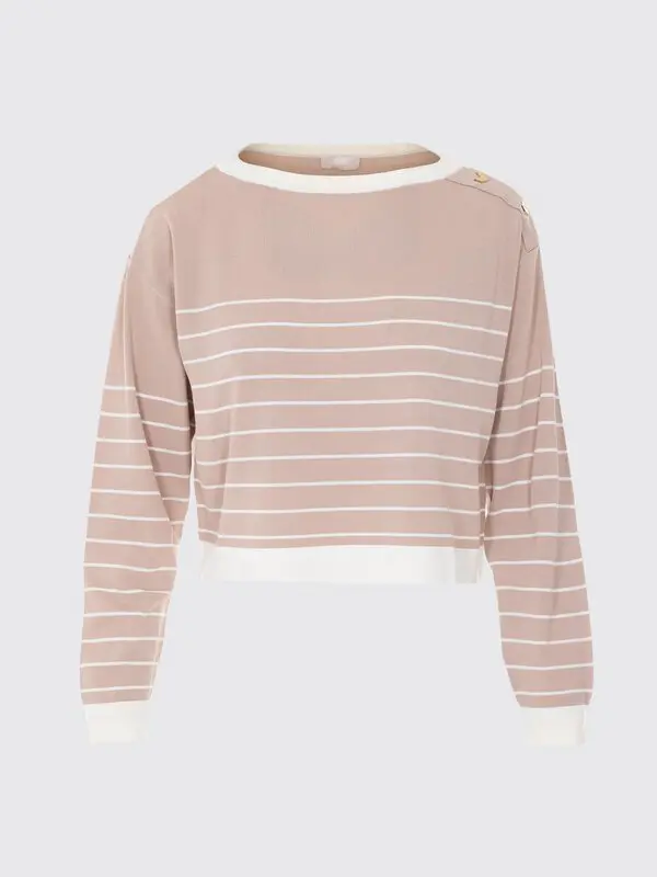 Liu Jo Striped Viscose Blend Crewneck Sweater - White