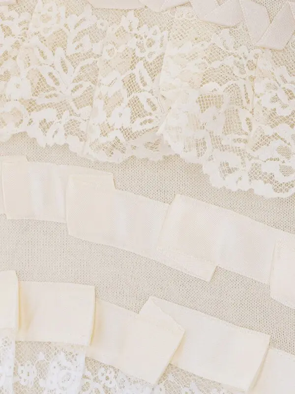 ANIYE BY Sleeveless Knit Top With Lace And Ribbon Embellishments - White
