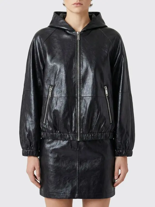 Michael Kors Hooded Faux Leather Jacket - Black