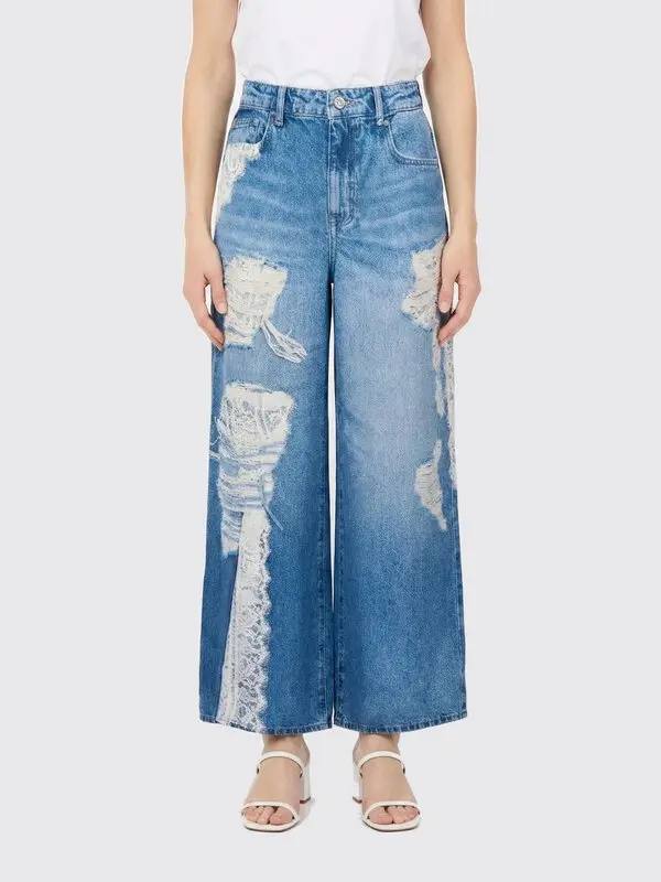 Liu Jo Wide Leg Jeans With Lace Detailing - Blue