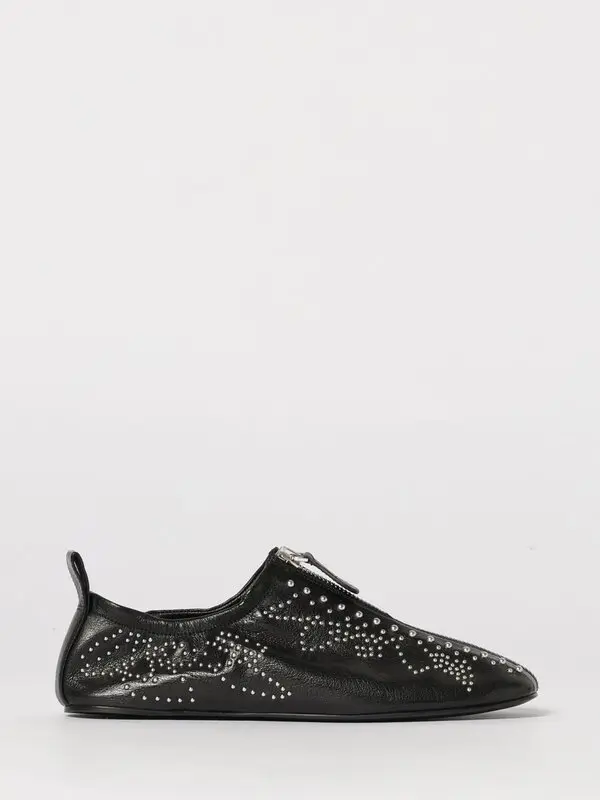 Chloé Ballet Flats With Zip Up And Embellished Detailing - Black