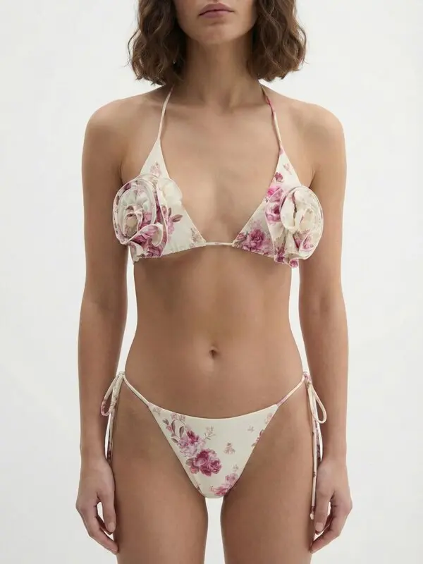 Magda Butrym Floral Print Ruffled Triangle Bikini Top - Multicolor