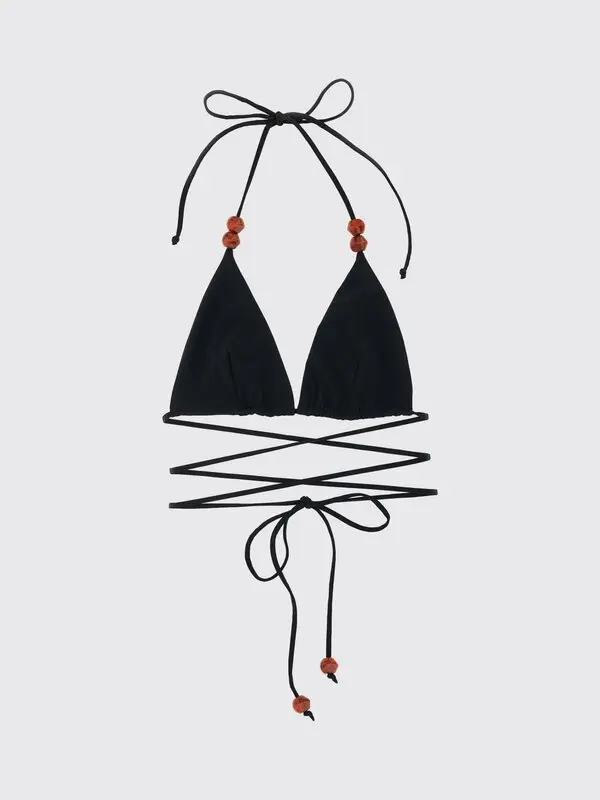 Magda Butrym Polyamide And Elastane Bikini Top With Bead Embellishments - Black