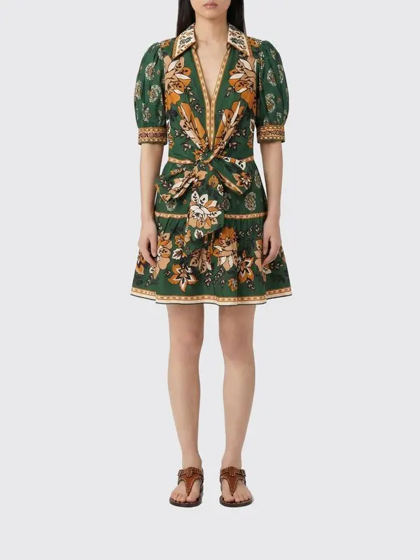 Farm Rio Printed Puff Sleeve Mini Dress - Green