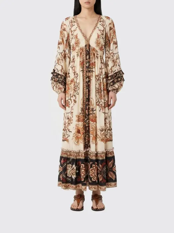 Farm Rio Long Sleeve Floral Viscose Maxi Dress - Green