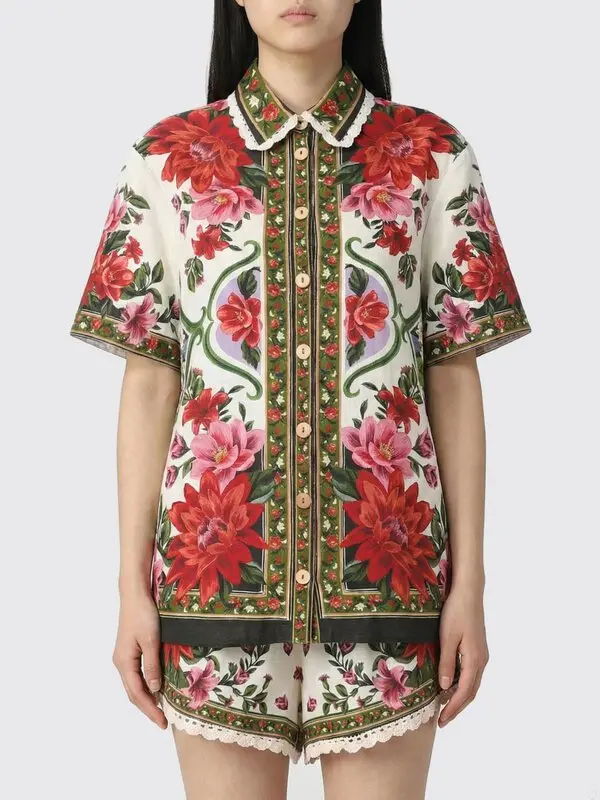 Farm Rio Floral Linen Shirt - Black