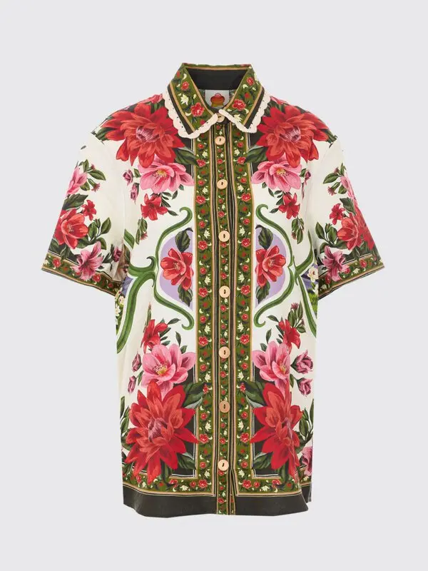 Farm Rio Floral Linen Shirt - Black