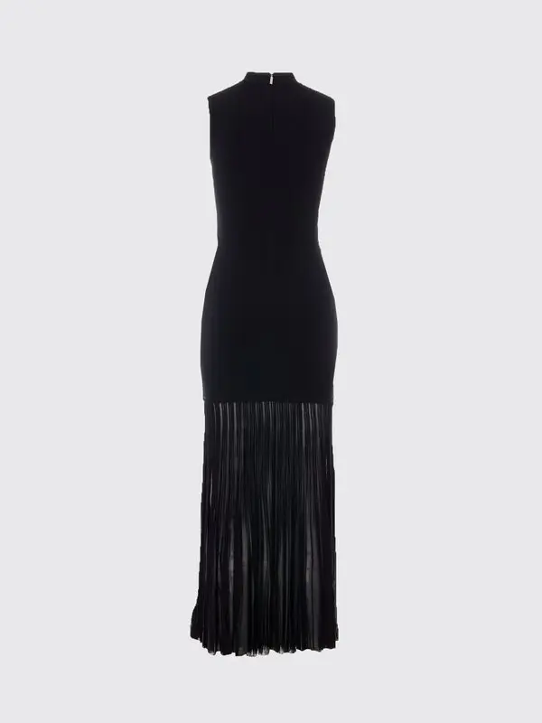 Michael Kors Sleeveless High Neck Stretch Polyester Sheath Dress With Pleated Maxi Skirt