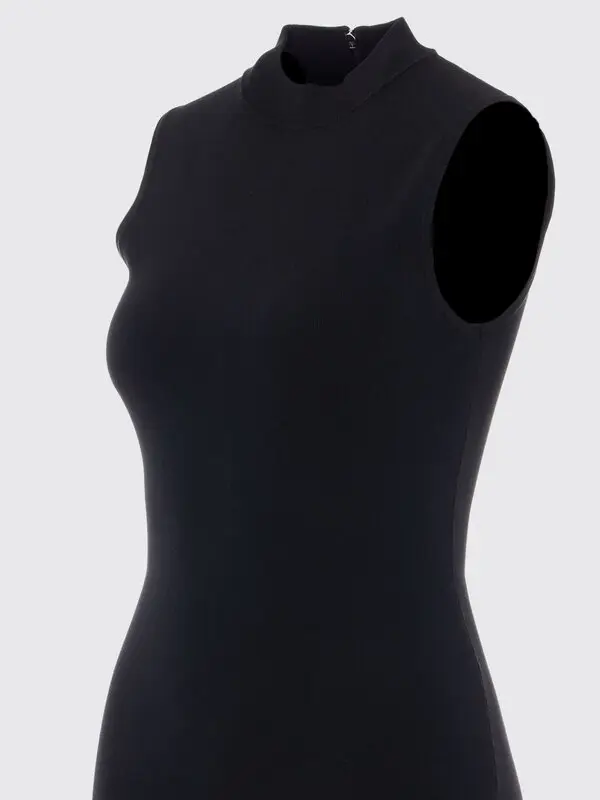 Michael Kors Sleeveless High Neck Stretch Polyester Sheath Dress With Pleated Maxi Skirt