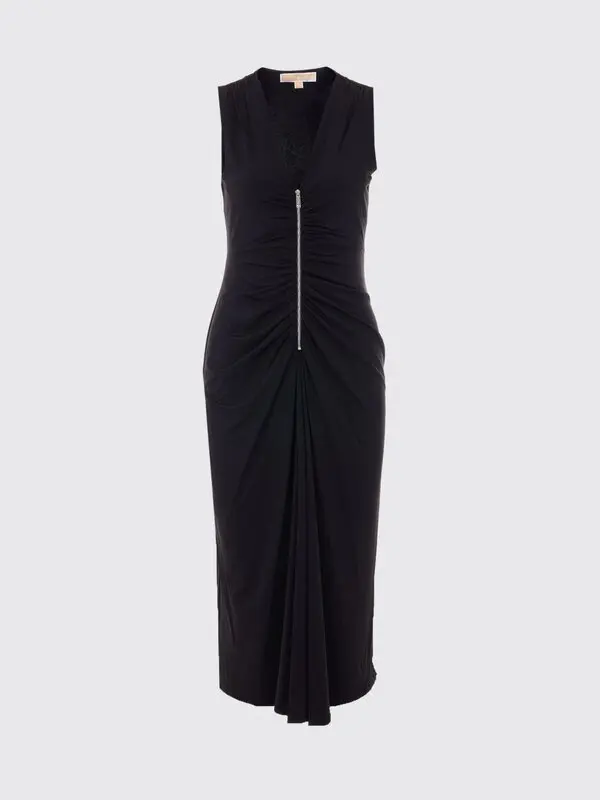 Michael Kors Sleeveless V-neck Zip Front Midi Dress