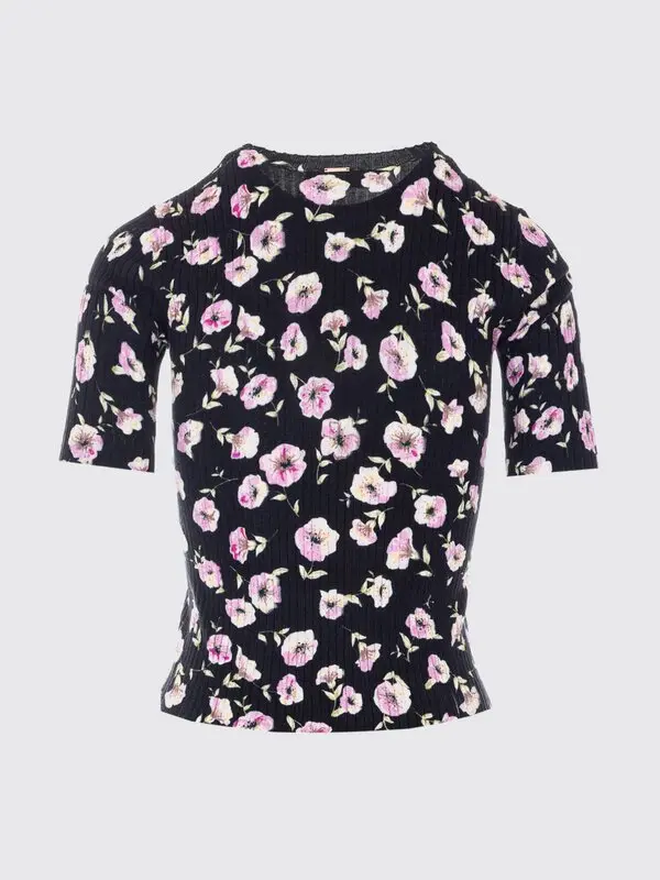TWINSET Ribbed Floral T-shirt - Black
