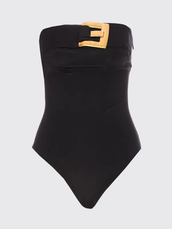 Balmain One-piece Swimsuit With Embellished Buckle - Black