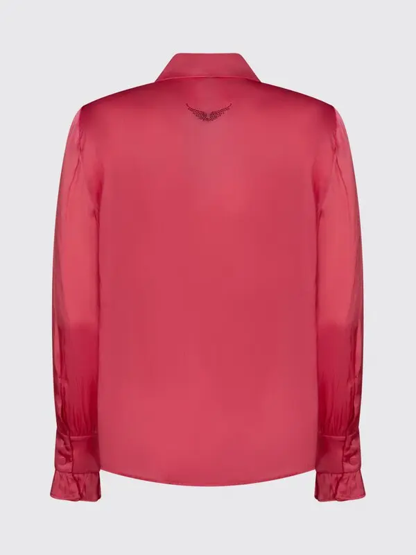 Zadig&Voltaire Satin Shirt With Classic Collar And Button-up Front - Pink