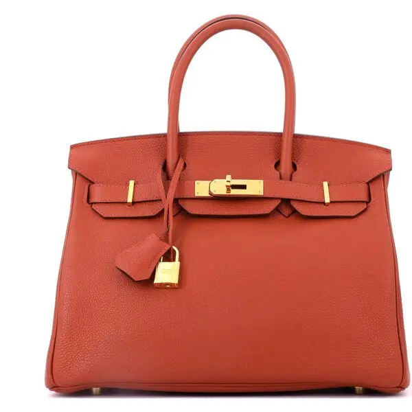HERMES Birkin Handbag Orange Togo With Gold Hardware 30 - Verso - Brique/rouge H