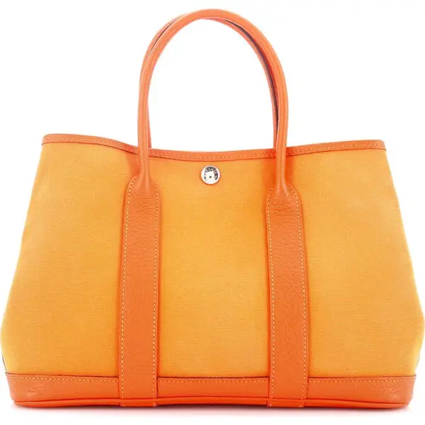 HERMES Garden Party Tote Toile And Leather 30 - Feu