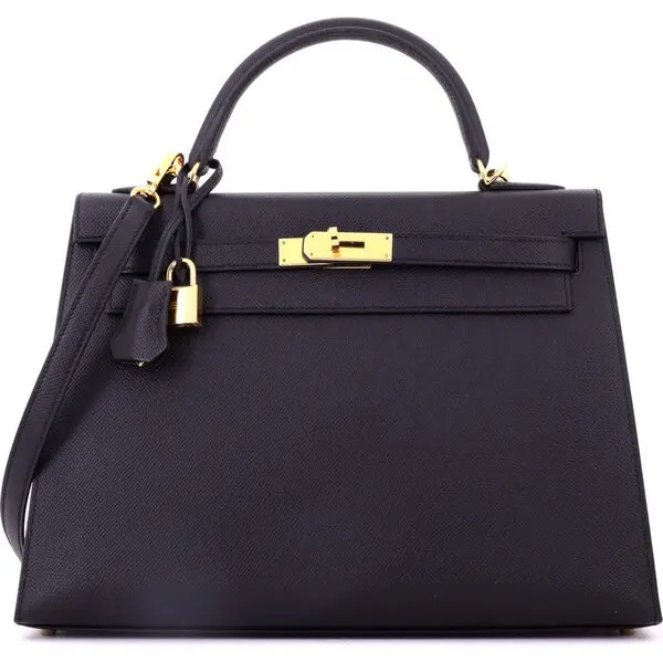 HERMES Kelly Handbag Black Epsom With Gold Hardware 32 - Noir