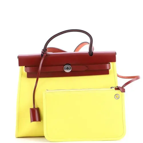 Hermès Herbag Zip Leather And Toile 31 - Lime
