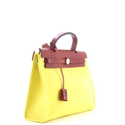 Hermès Herbag Zip Leather And Toile 31 - Lime