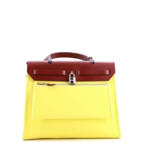 Hermès Herbag Zip Leather And Toile 31 - Lime