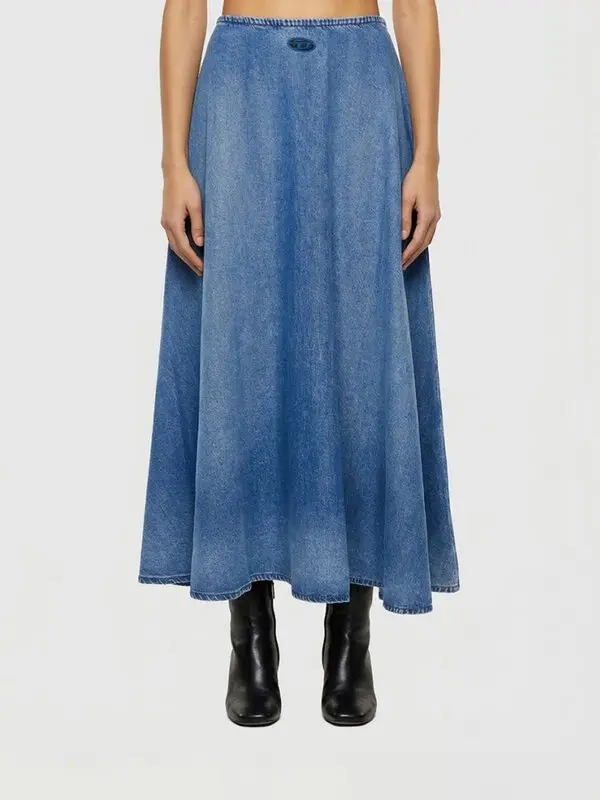 DIESEL® Oval D Denim Maxi Skirt - Blue