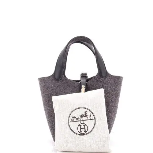 Hermès Picotin Lock Bag Felt With Leather Pm - Grey
