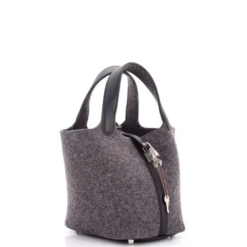 Hermès Picotin Lock Bag Felt With Leather Pm - Grey