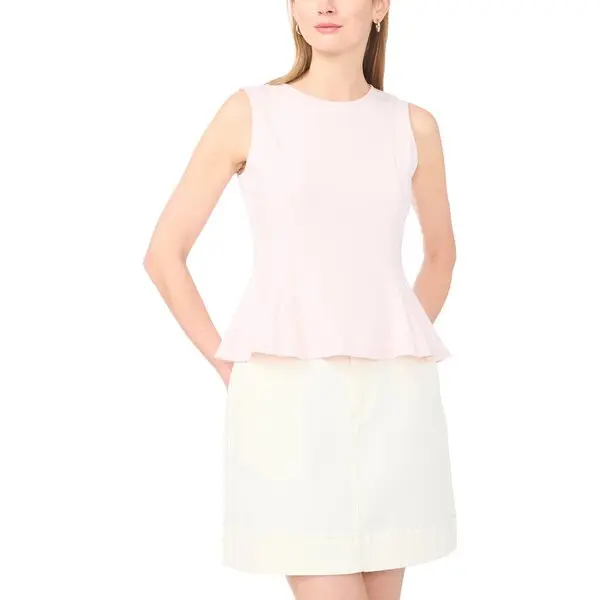 Vince Camuto Cotton Blend Peplum Tank - Pink Lilac