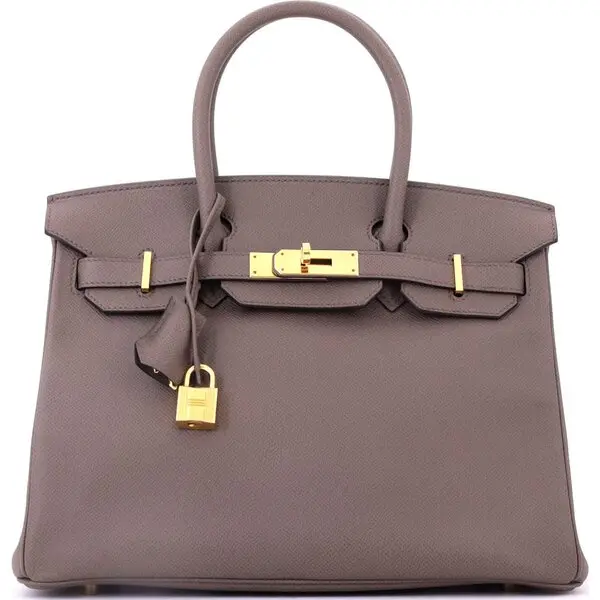 HERMES Birkin Handbag Grey Epsom With Gold Hardware 30 - Etain