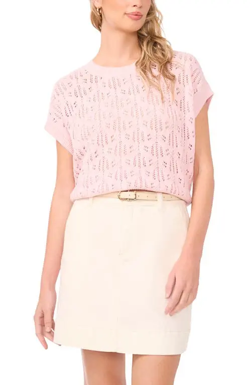 Vince Camuto Pointelle Crewneck Sweater - Pink Lilac