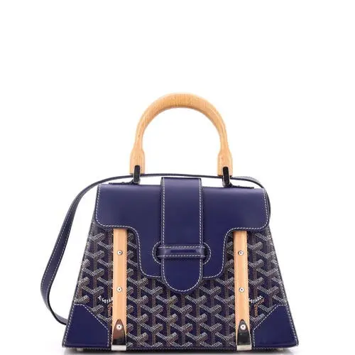 Goyard Saigon Top Handle Bag Coated Canvas With Leather Pm - Blue
