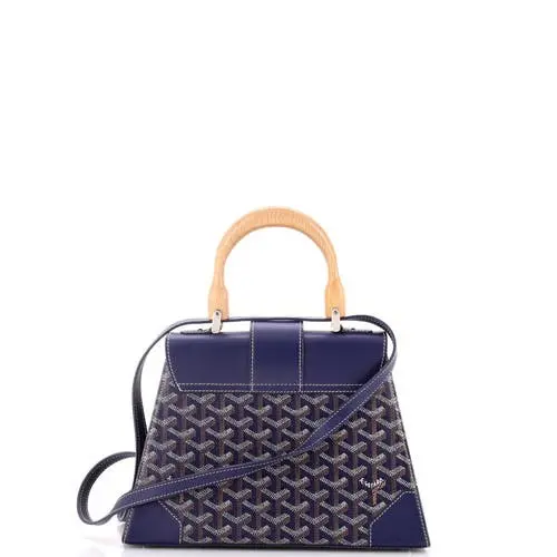Goyard Saigon Top Handle Bag Coated Canvas With Leather Pm - Blue