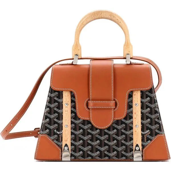 GOYARD Saigon Top Handle Bag Coated Canvas With Leather Pm - Brown