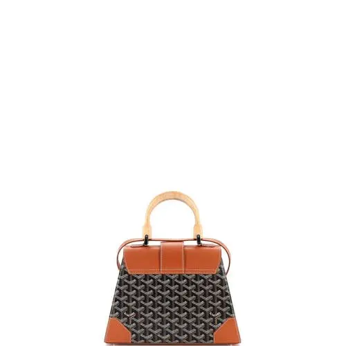 GOYARD Saigon Top Handle Bag Coated Canvas With Leather Pm