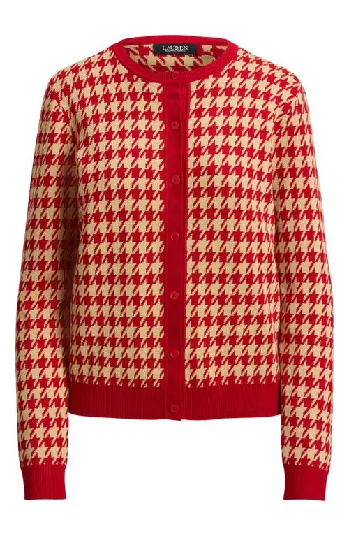 Ralph Lauren Houndstooth Cotton-blend Cardigan