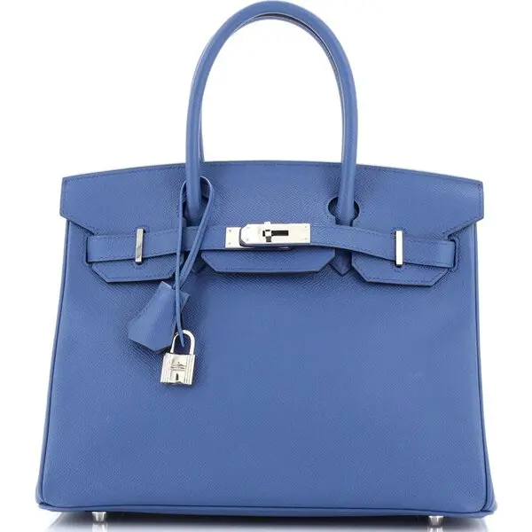 HERMES Birkin Handbag Blue Epsom With Palladium Hardware 30 - Bleu Brighton