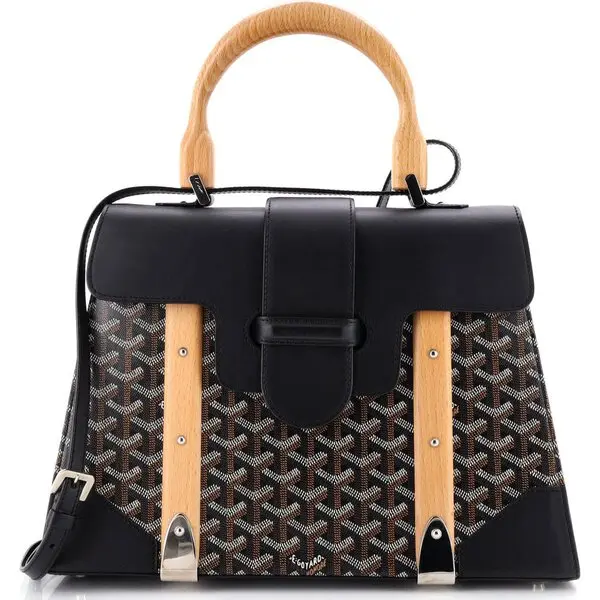 GOYARD Saigon Top Handle Bag Coated Canvas With Leather Mm - Black