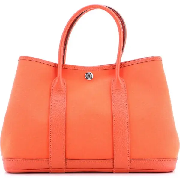 HERMES Garden Party Tote Toile And Leather 30 - Orange Poppy