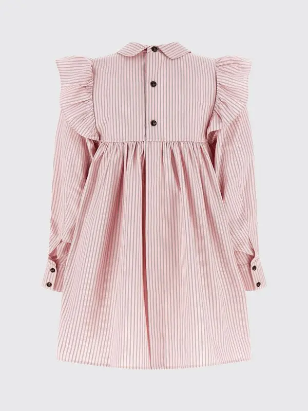 GANNI Striped Ruffled Collar Dress