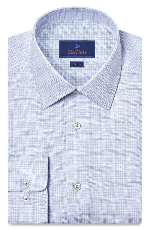 David Donahue Trim Fit Check Cotton Dobby Dress Shirt - Sky