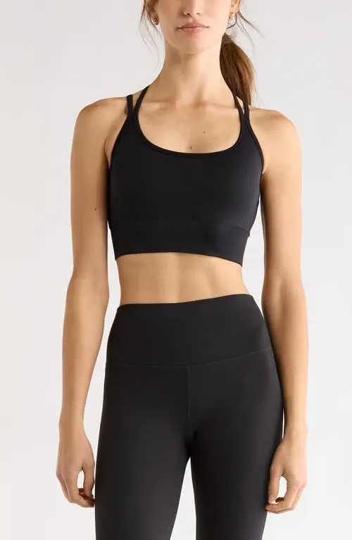 Zella Seamless Strappy Sports Bra - Black