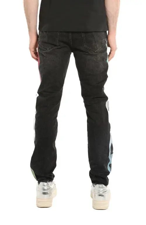 PURPLE BRAND Embroidered Gradient Logo Slim Straight-leg Jeans