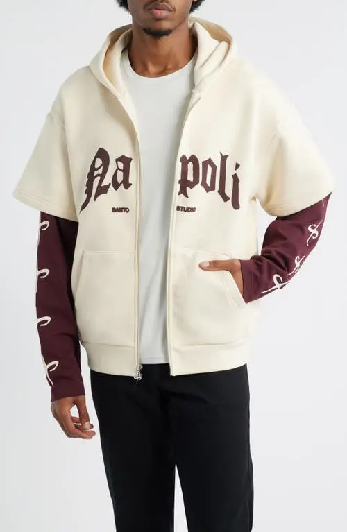 SANTO STUDIO Napoli Fight Team Layered Zip Hoodie - White