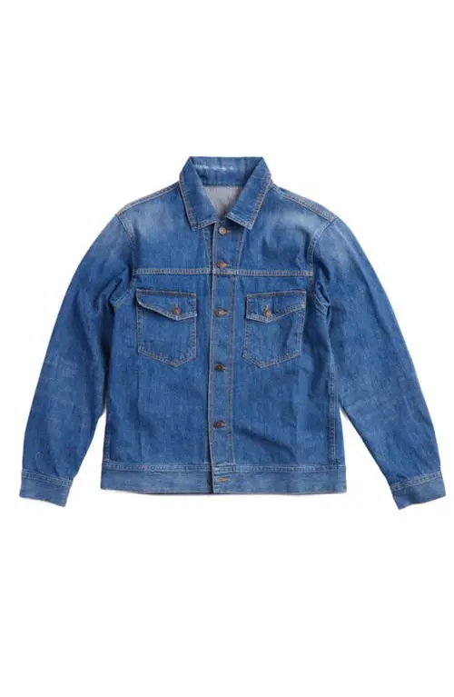 FORTELA Vintage Denim Heart Shape Pocket Jacket - Stone Wash