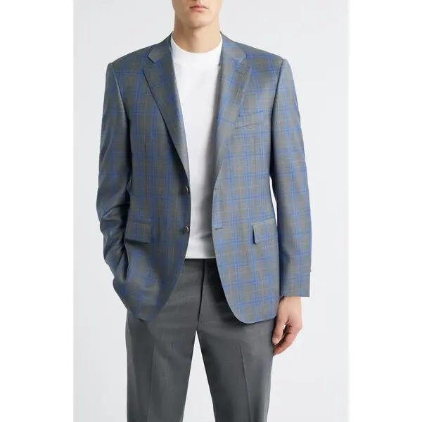 Canali Siena Regular Fit Shadow Check Wool Sport Coat - Grey