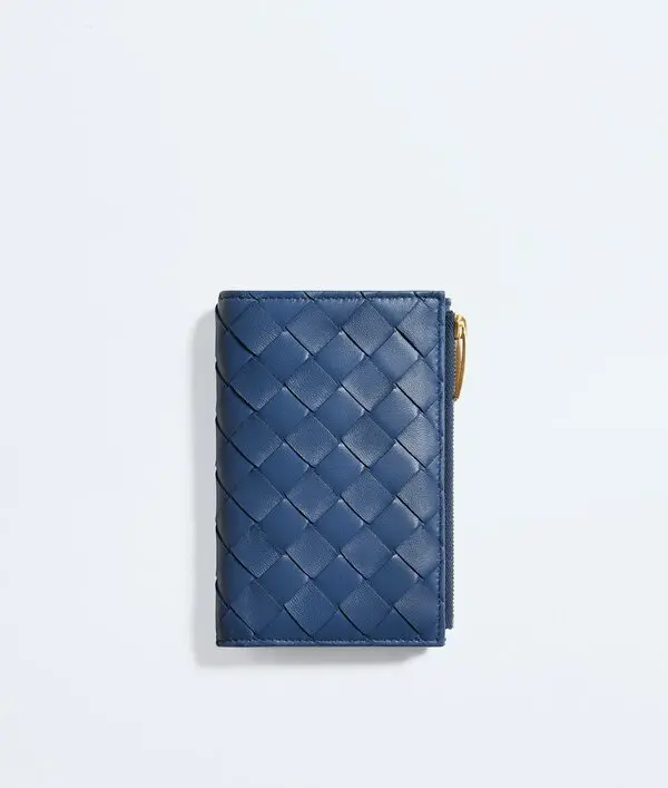 BOTTEGA  VENETA Intrecciato Medium Bi-fold Wallet - Blue Venezia
